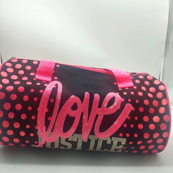 Justice | Accessories | Justice Girls Hot Pink Black Duffle Bag Gym ...